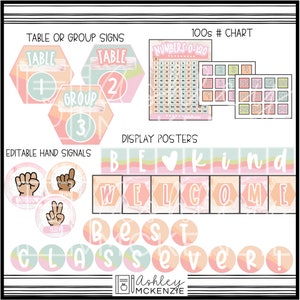Marbled Pastel Themed Classroom Decor Bundle Editable Classroom Decor ...