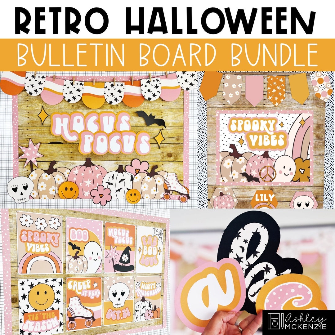 Retro Halloween Classroom Decor, Bulletin Board Kit, Classroom Posters ...