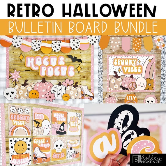 Retro Halloween Classroom Decor Bulletin Board Kit Classroom - Etsy