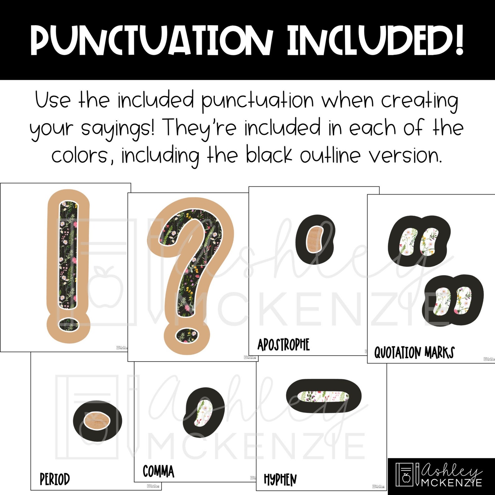 Wildflowers Classroom Decor Primary Font Bulletin Board Letters With ...