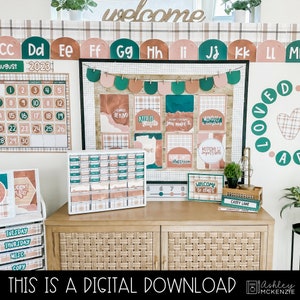 Modern Plaid Themed Classroom Decor Bundle, Editable Classroom Decor ...