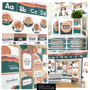 Abstract Landscape Themed Classroom Decor Bundle, Editable Classroom ...