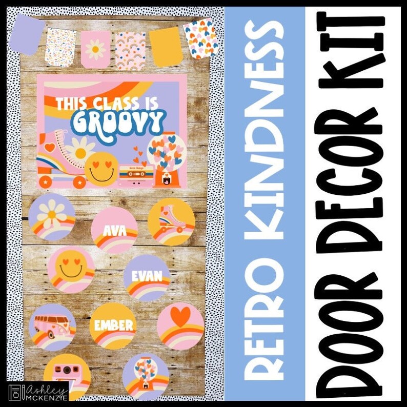 Valentine's Day Classroom Door Decor Kit Retro Theme | Etsy