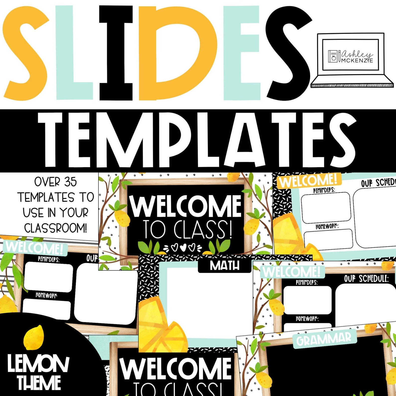 Lemon Themed Google Slides and Powerpoint Templates Digital - Etsy