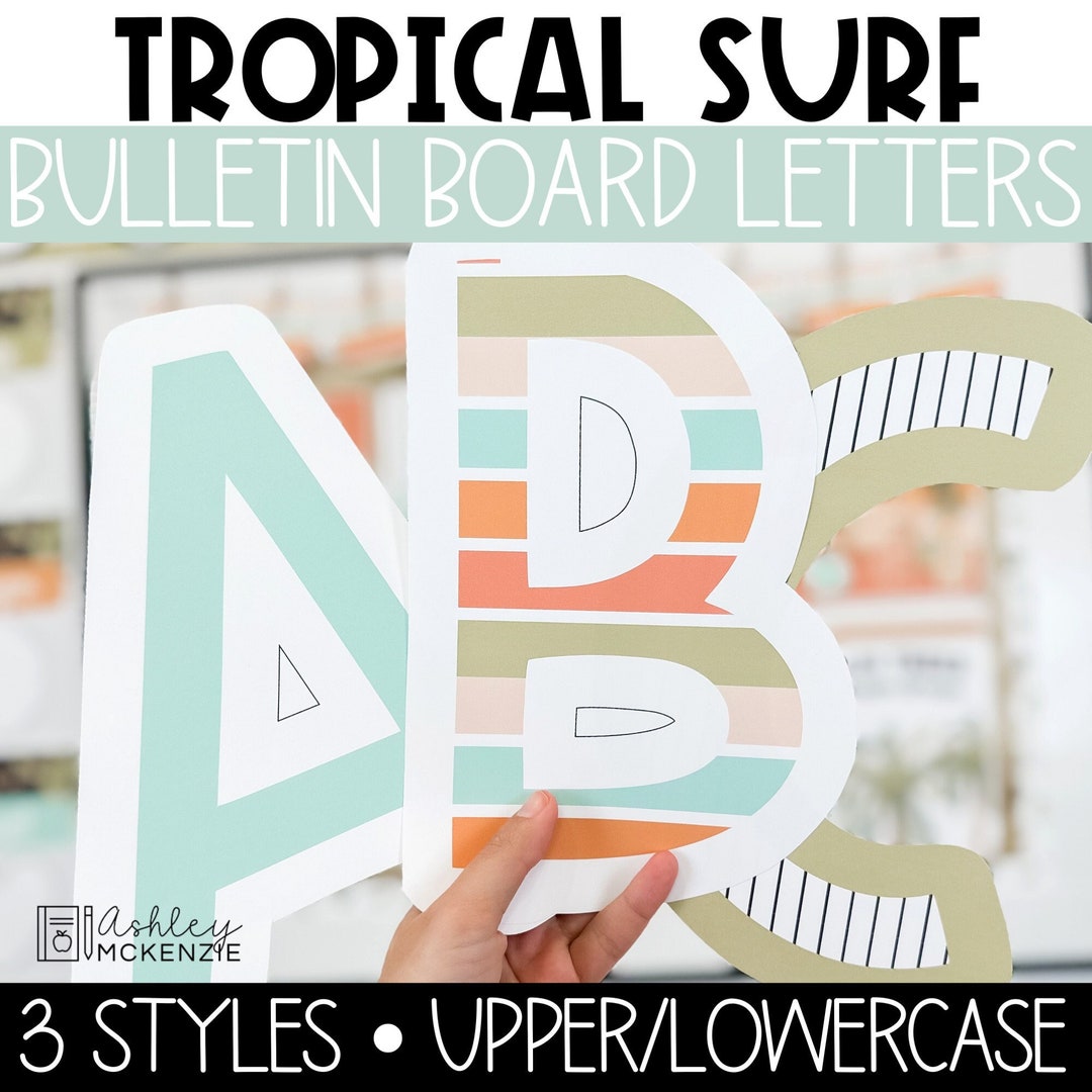 Tropical Surf Classroom Decor, A-Z Bulletin Board Letters, Punctuation ...