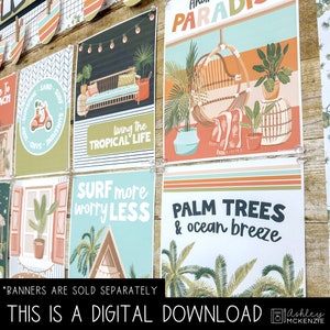 Tropical Surf Classroom Posters, Easy and Modern Classroom Decorations ...