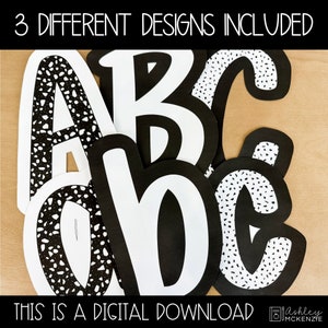 Black and White Classroom Decor Terrazzo Primary Font Printable ...