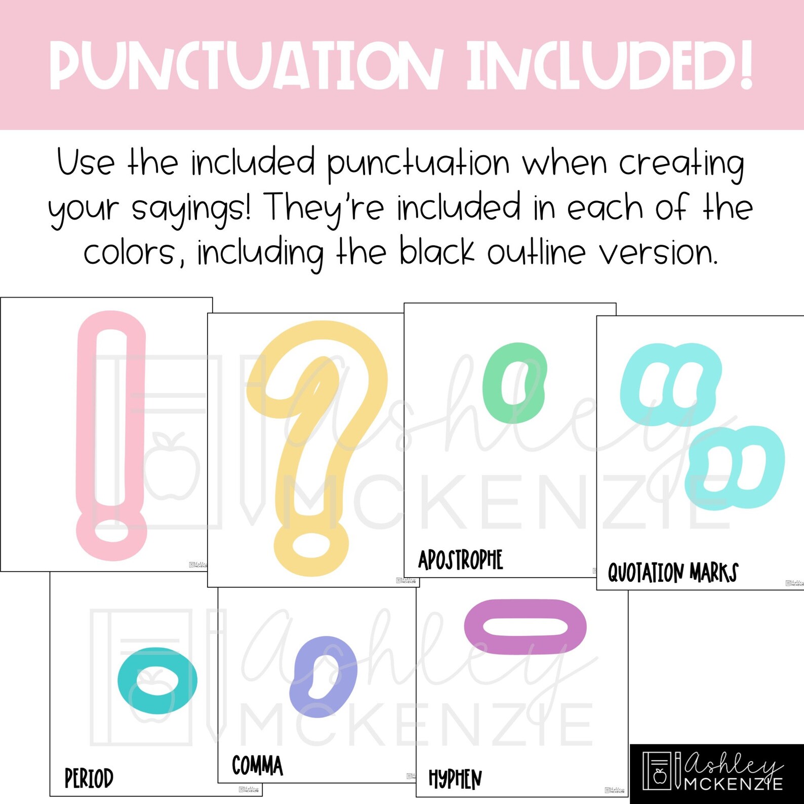 Pastel Colored Bulletin Board Letters With Punctuation and Numbers Primary Font A-Z Alphabet ...