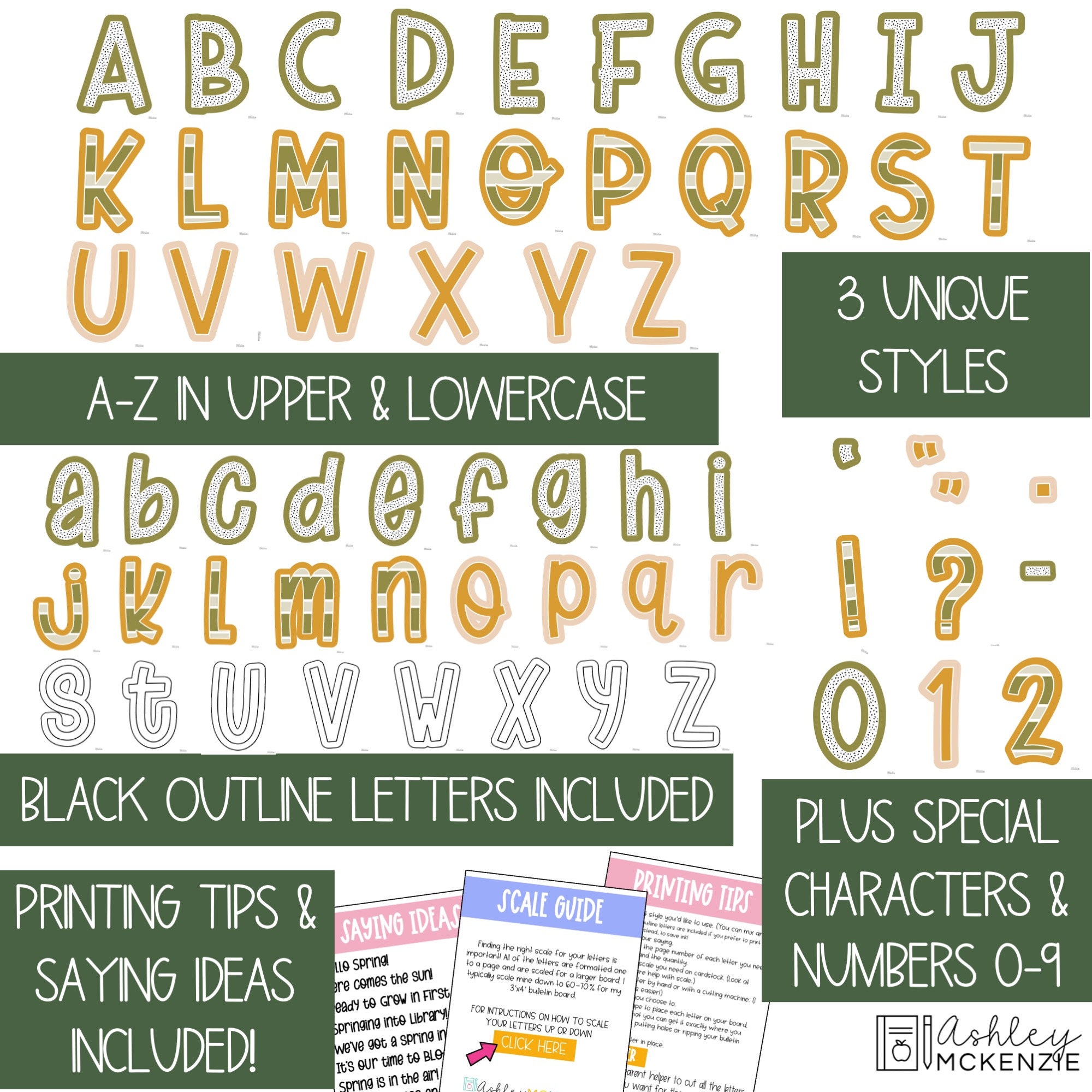 Spring Garden Classroom Decor, A-Z Bulletin Board Letters, Punctuation ...
