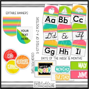 Neon Brights Themed Classroom Decor Bundle, Editable Classroom Decor ...