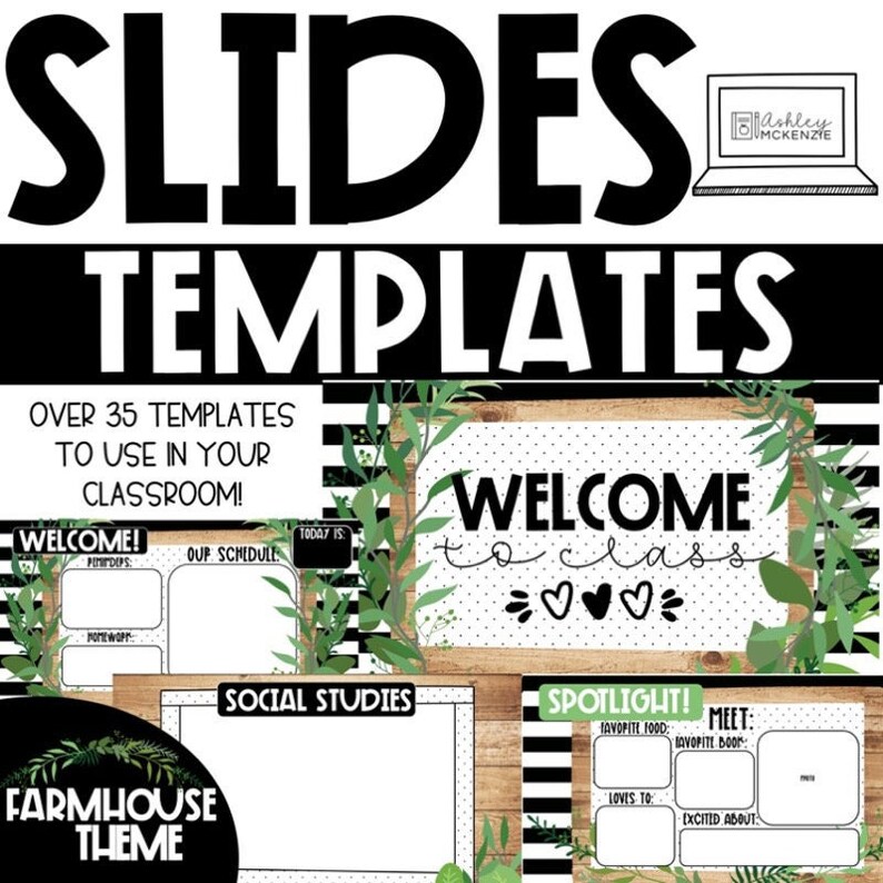 Modern Farmhouse Google Slides and Powerpoint Templates Calm - Etsy