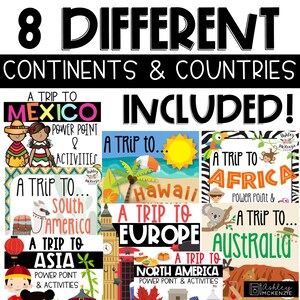 Continents and Countries Bundle, Powerpoint Lessons and Activities Pack ...