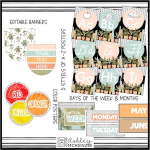 Beach Themed Classroom Decor Bundle, Tropical Surf Theme, Editable Calm ...