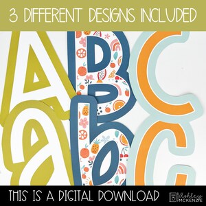 Modern Fruity Classroom Decor, A-Z Bulletin Board Letters, Punctuation ...