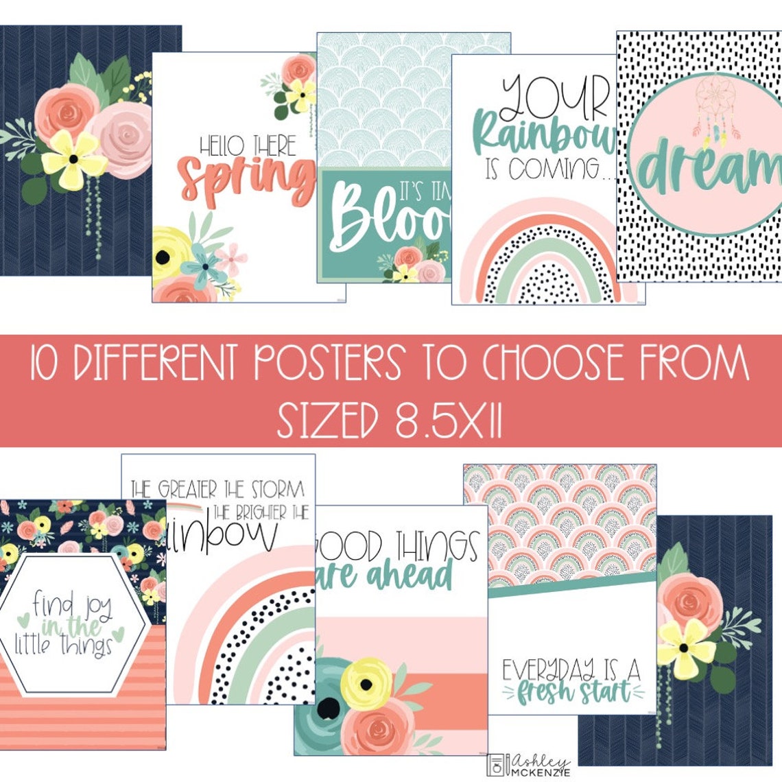 Boho Rainbow Spring Classroom Posters Easy and Modern - Etsy