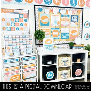 Boho Ocean Classroom Decor Bundle Modern Back to School Bulletin Board ...