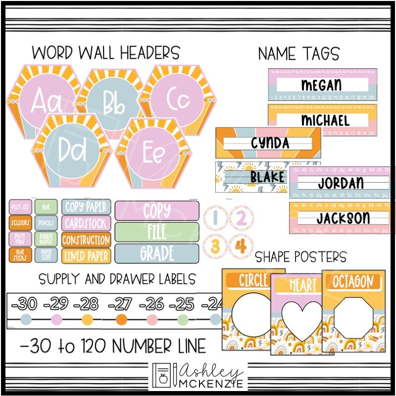 Sunshine Themed Classroom Decor Bundle Editable Calm Colors - Etsy ...