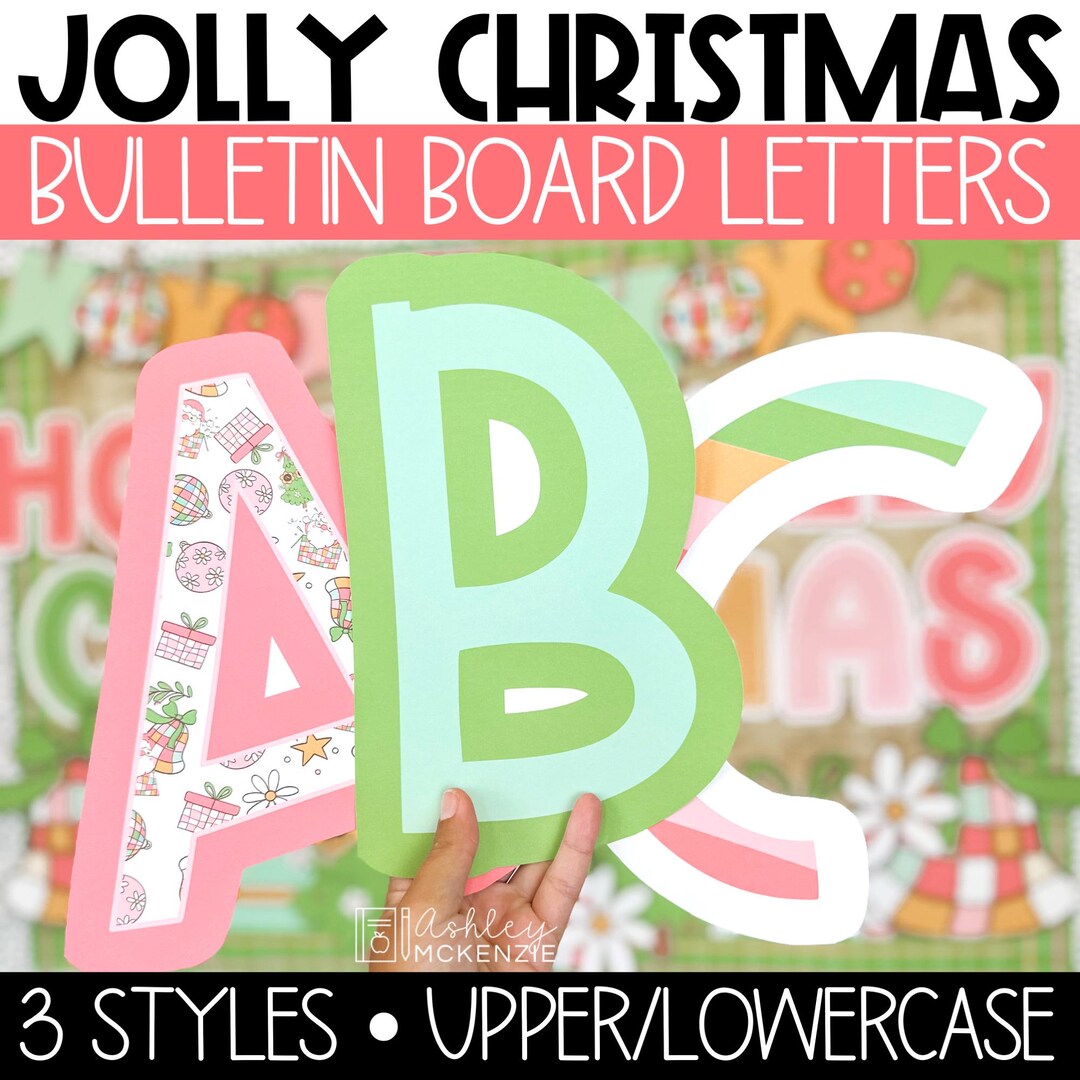 Holly Jolly Christmas Bulletin Board Letters, A-Z, Punctuation, and ...