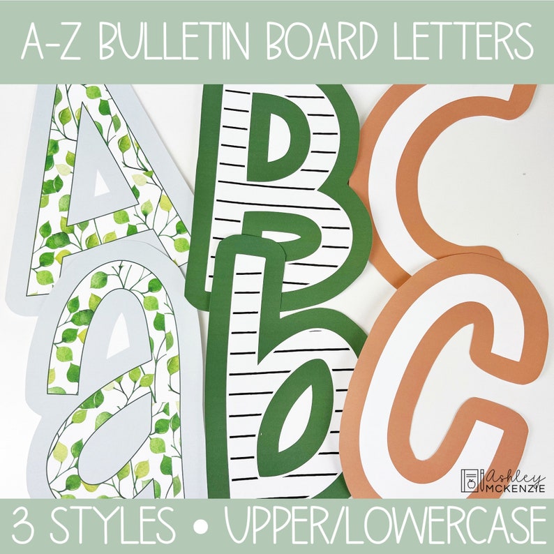 Modern Greenery Back to School Classroom Decor, Bulletin Board Kit ...