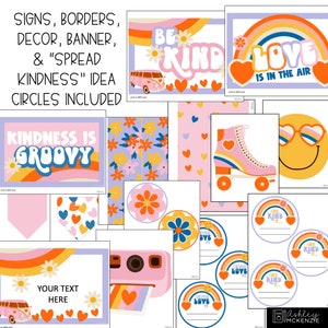 Valentine's Day Bulletin Board Kit, February Door Decor, Retro Style ...