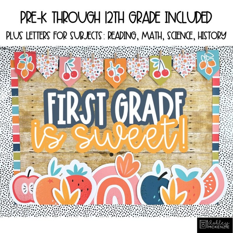 Modern Fruity Back to School Bulletin Board Kit Easy and - Etsy