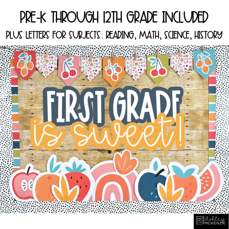 Modern Fruity Back to School Bulletin Board Kit Easy and - Etsy
