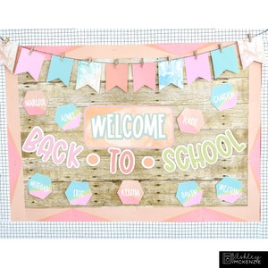 Marbled Pastel Back to School Bulletin Board Kit, Easy and Modern ...