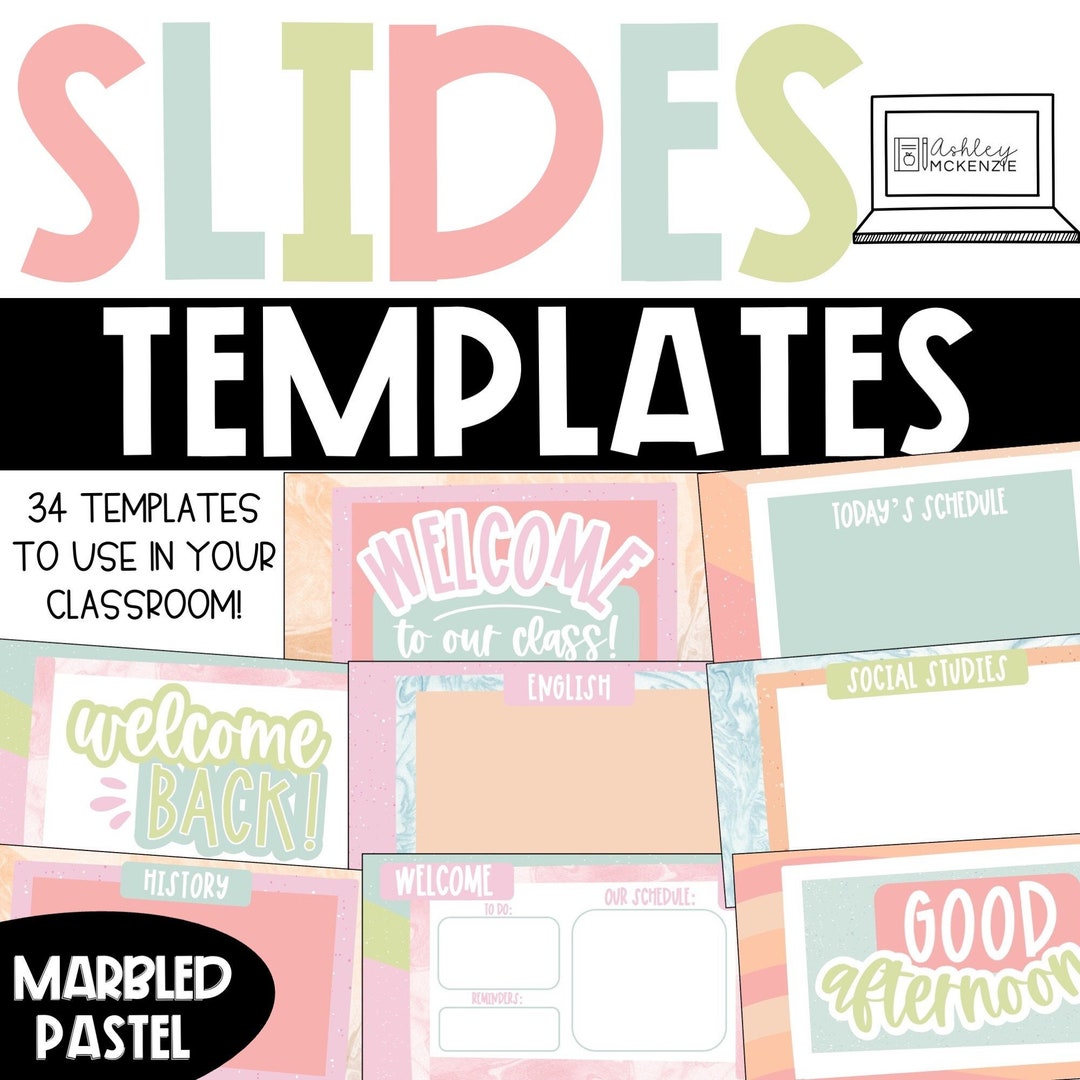 Marbled Pastel Google Slides and Powerpoint Templates, Calm Class Decor ...