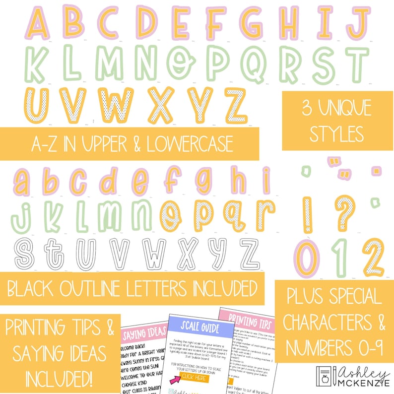 Sunshine Classroom Decor, A-Z Bulletin Board Letters, Punctuation, and ...
