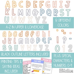 Muted Pastel A-Z Bulletin Board Letters, Punctuation, and Numbers, Easy ...