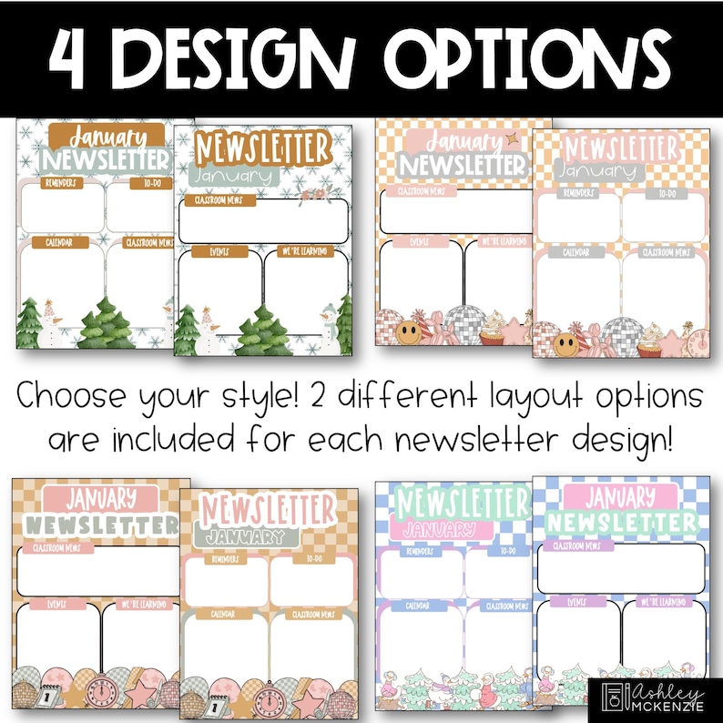 January Newsletter Template Editable Winter Newsletter and Monthly ...