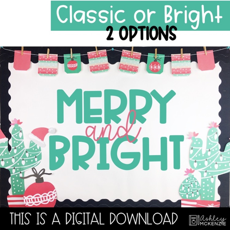 Christmas Bulletin Board or Classroom Door Decor Cactus - Etsy