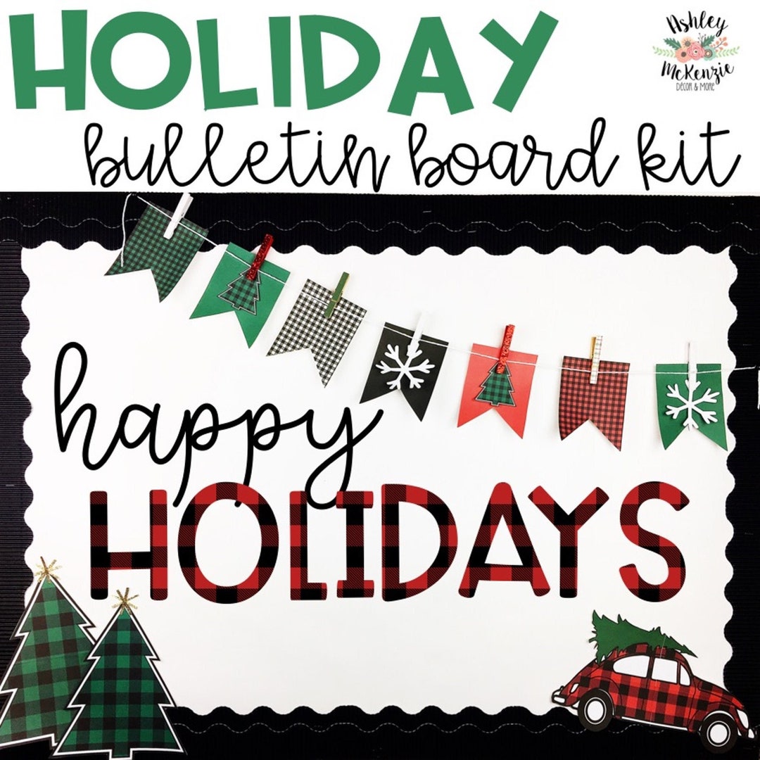 Christmas Holiday Bulletin Board or Classroom Door Decor, Buffalo Check ...