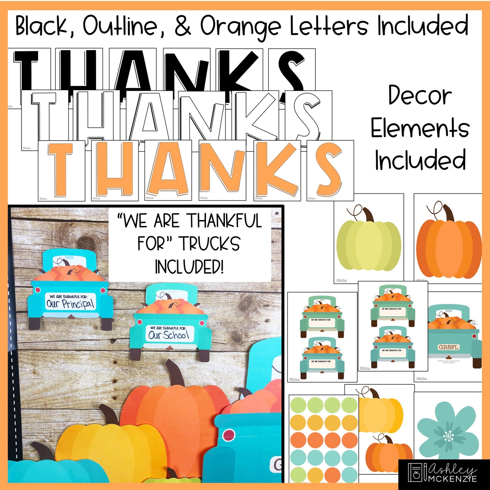 Thanksgiving Bulletin Board Kit, Blue Truck Theme, Easy Holiday ...