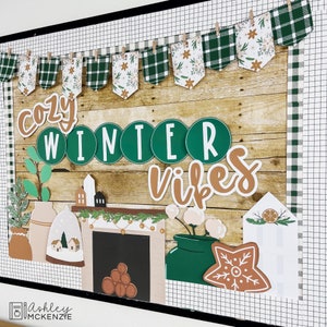 Modern Winter Bulletin Board Bundle Cozy Winter Posters December Door ...