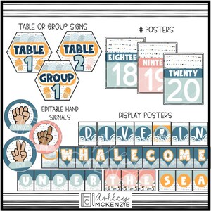 Boho Ocean Classroom Decor Bundle Modern Back to School Bulletin Board ...