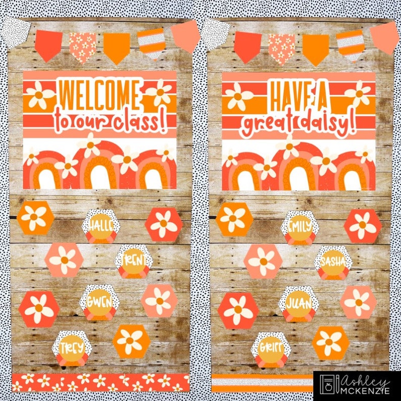Daisy Themed Classroom Door Decor Kit Back to School Easy - Etsy