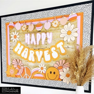 Retro Fall Bulletin Board Ideas September Classroom Decor Happy Harvest ...