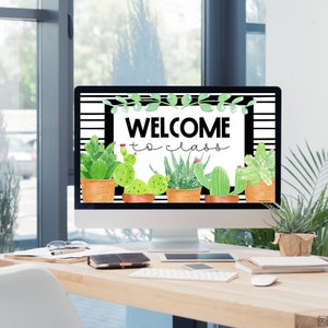Watercolor Succulent Google Slides and Powerpoint Templates, Digital ...