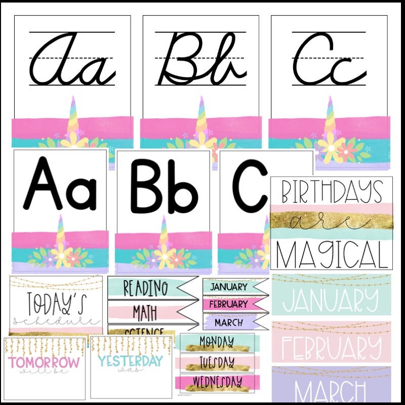 Unicorn Classroom Decor Bundle Easy and Modern Classroom - Etsy