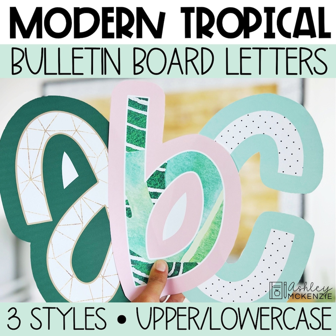 Modern Tropical Classroom Decor, A-Z Bulletin Board Letters ...