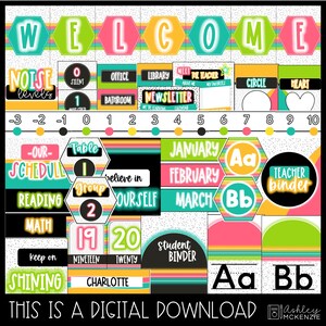 Neon Brights Themed Classroom Decor Bundle, Editable Classroom Decor ...