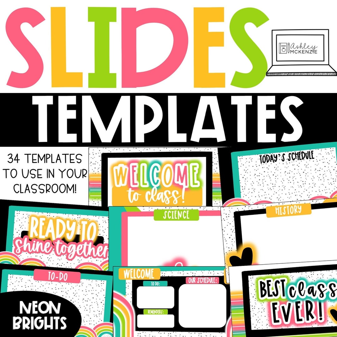 Neon Brights Google Slides and Powerpoint Templates, Modern Class Decor ...