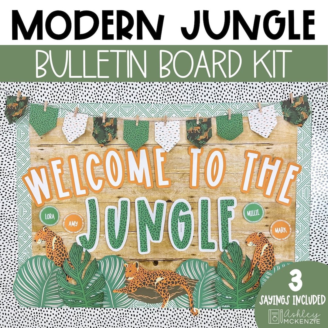 Back to School Bulletin Board Kit Modern Jungle Themed Classroom Decor ...