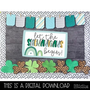 St. Patrick's Day Clovers Bulletin Board or Classroom Door Decor, Easy ...