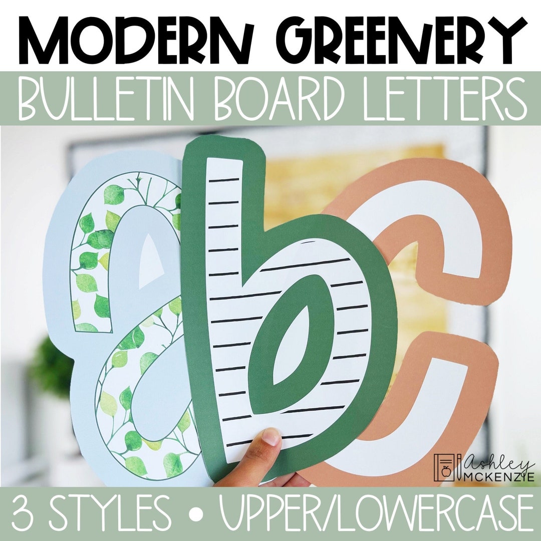 Modern Greenery Bulletin Board Letters Calming Classroom Decor A-Z ...