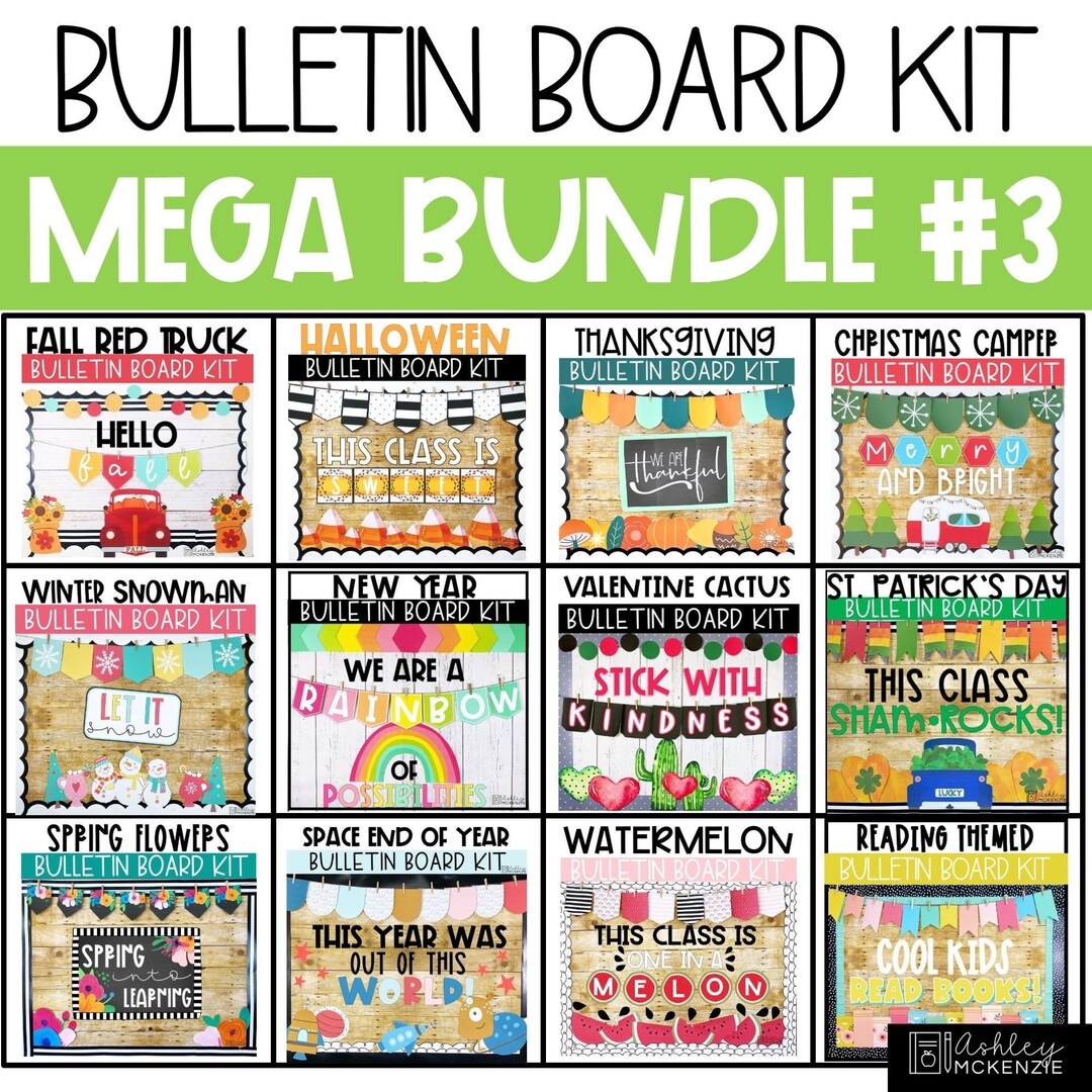 Bulletin Board Kits Bundle #3 Seasonal Decor for Whole Year Monthly ...