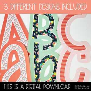 Boho Rainbow Flowers Classroom Decor, A-Z Bulletin Board Letters ...