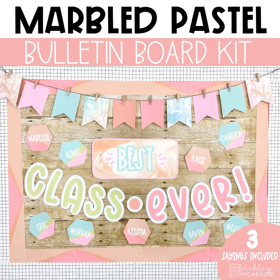 Marbled Pastel Back to School Bulletin Board Kit Easy and - Etsy
