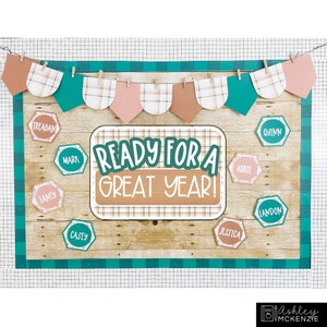 Modern Plaid Back to School Classroom Decor, Bulletin Board Kit ...